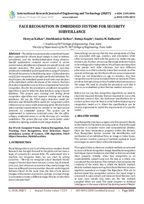 pdf face recognition in embedded systems for security surveillance