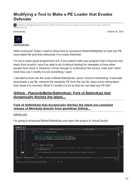 Modifying A Tool To Make A Pe Loader That Evades Defender