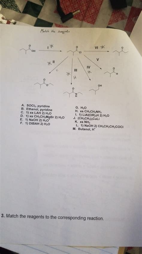 Solved Match The Reagento Vi A Soci2 Pyridine B