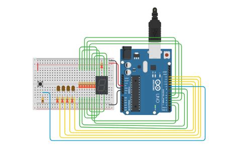 Circuit Design Botão Display De 7 Segmentos Binário Tinkercad