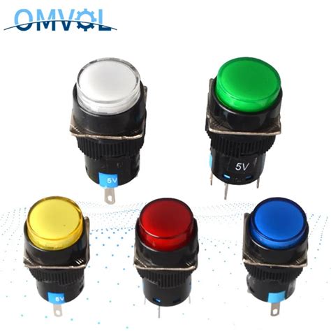 라운드 순간 및 자동 잠금 푸시 라이트 버튼 전원 스위치 실버 접점 1no1nc 5v 12v 24v 220v 리셋 5 핀 전원