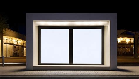 Premium Ai Image Empty Store Window At Night Blank Posters In