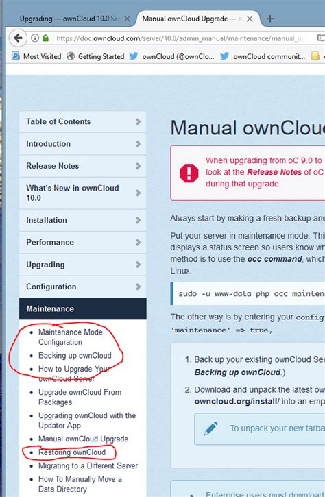 Possible Misleading Upgrading Section · Issue 621 · Ownclouddocs · Github