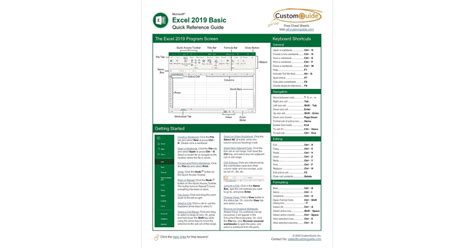 Microsoft Excel 2019 Basic Quick Reference Guide Free Tips And Tricks Guide