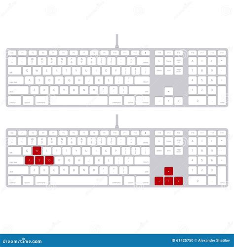 playing computer keyboard with red button vector image stock vector