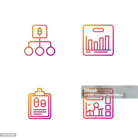 성장 그래프 비즈니스 재무 보고서 블록 체인 기술 비트 코인 및 파이 차트 인포 그래픽라인 웹 사이트를 설정합니다 그라데이션 색상 아이콘입니다 벡터 아이콘에 대한 스톡 벡터