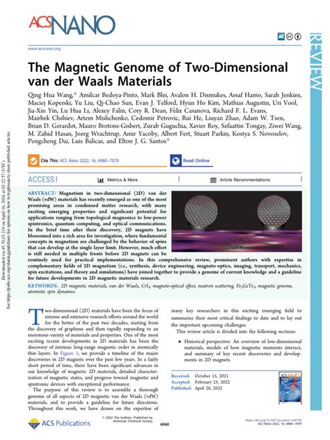 Wang Et Al 202 The Magnetic Genome Of Two Dimensional Van Der Waals