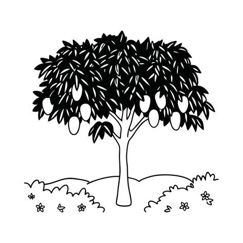 Stylized Mango Tree Bold Outline Art 57956616 Vector Art At Vecteezy