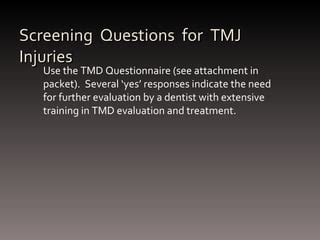 Identifying And Recovering From Tmj Injuries PPT