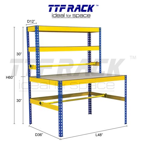 Ttf Rack™️ Boltless Rack Packing Table Heavy Duty Yellow Blue