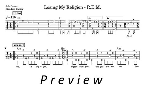 Losing My Religion Fingerstyle Tab And Chords Rem