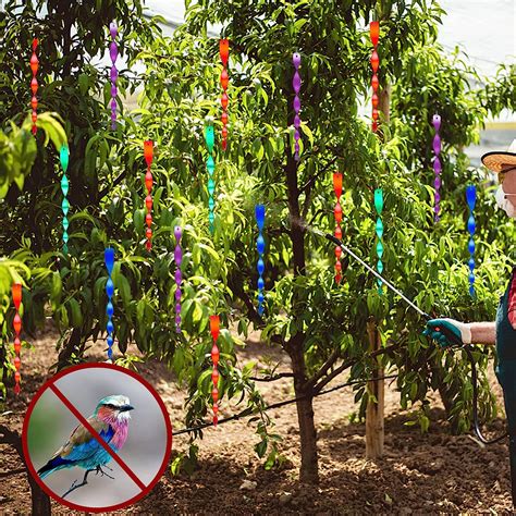 Hausse 30 Pack Bird Repellent Reflectors Scare Rods Hanging Colorful