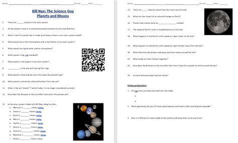 Bill Nye Planets Worksheet