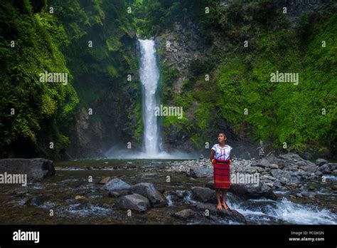 Girl From Ifugao Minority Near A Waterfall In Batad The Philippines