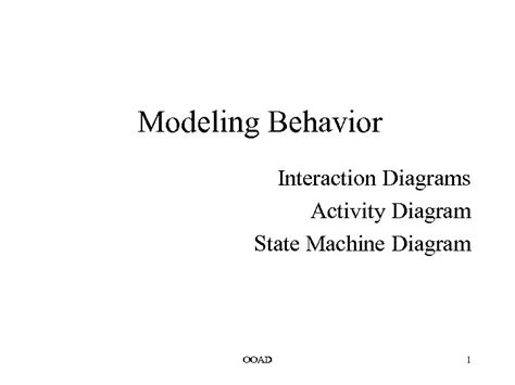 Modeling Behavior Interaction Diagrams Activity Diagram State Machine
