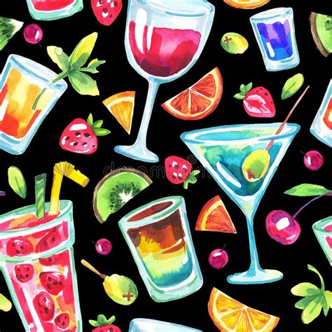 Tropical Cocktails Pattern Stock Illustrations 1986 Tropical