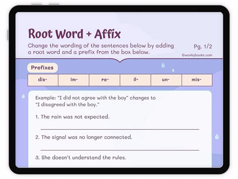 Root Word Affix Worksheet L34bl34 Workybooks