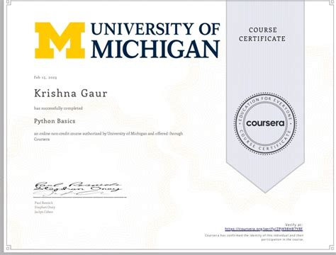 caursera certificate of python besic krishna gaur