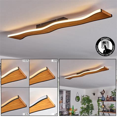 Hofstein Deckenleuchte Dimmbare Deckenlampe Aus Metallholz