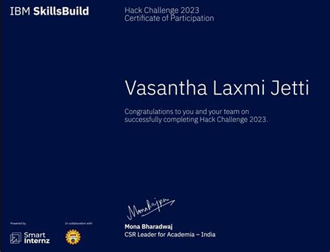Vasanthalaxmi Jetti On Linkedin Ibmhackchallenge Smartinternz