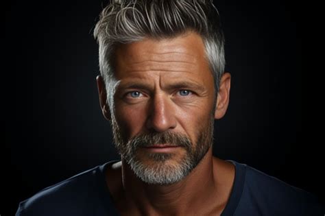 Premium Ai Image Head And Shoulders Portrait Of A Bearded Middleaged