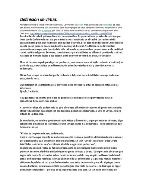 Definición De Virtud Pdf Aristóteles Virtud
