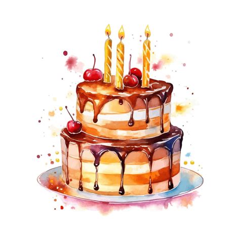 Premium Vector Watercolor Cake Clipart White Background