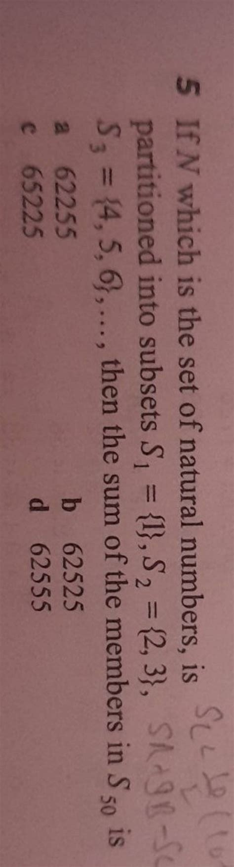 If N Which Is The Set Of Natural Numbers Is Partitioned Into Subsets S