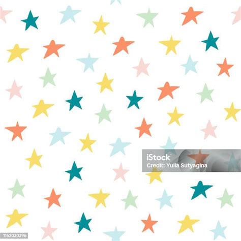 손 그리기 파스텔 색상 별 완벽 한 패턴 배경입니다 색종이 축 하 떨어지는 추상 장식입니다 직물 포장지에 대 한 어린이 인쇄