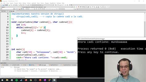 Cadenas en C Implementación de la función strcpy YouTube