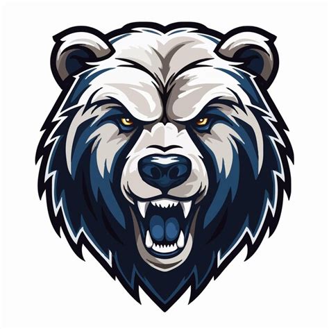 Angry Grizzly Bear Head Vector Art Illustration Isolated On White