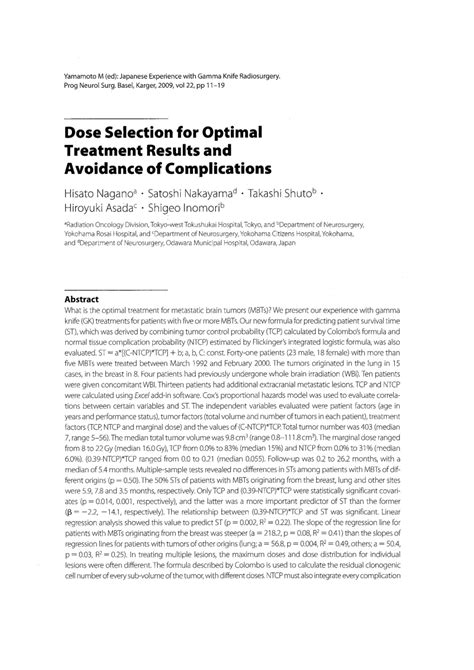 PDF Dose Selection For Optimal Treatment Results And Avoidance Of Complications