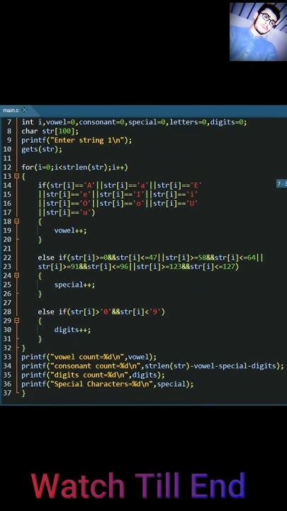 C Programming Count Vowels Constant Digits And Special Characters