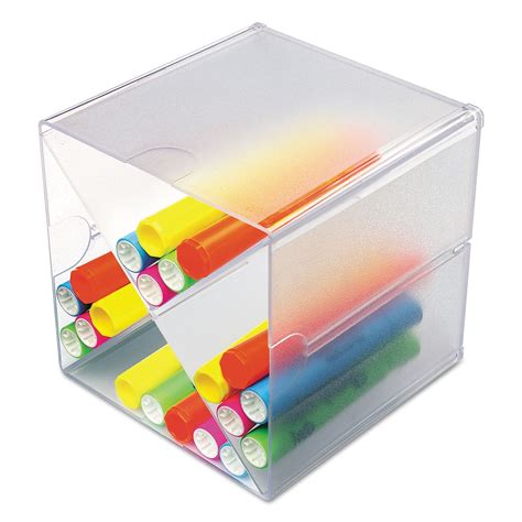 1pc Deflecto Stackable Cube Organizer X Divider 4 Compartments Plastic 6 X 7 2 X 6 Clear