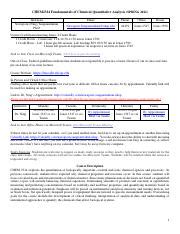 CHEM2314 Syllabus Spring 2022 Updated 2 Pdf CHEM2314 Fundamentals Of