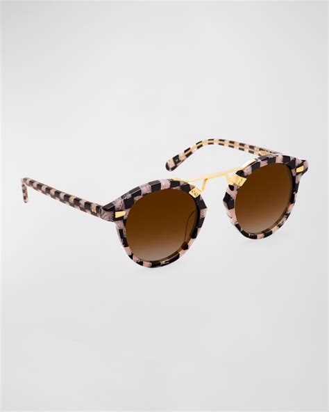 Krewe Stl Ii Acetate And Metal Aviator Sunglasses Neiman Marcus