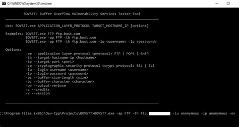 Buffer Overflow Vulnerability Services Tester Tool Bovstt