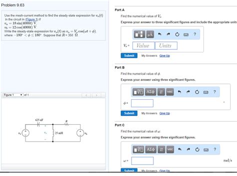 solved problem 9 63 part a use the mesh current method to