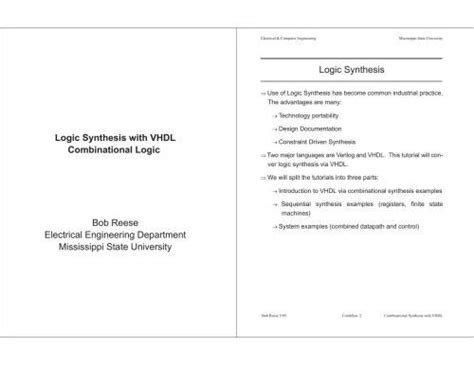 خرید و قیمت دانلود کتاب Logic Synthesis With Vhdl Combinational Logic ترب