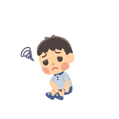 膝を擦りむいた男の子 イラストワールド 〜無料で使えるフリーイラスト素材〜