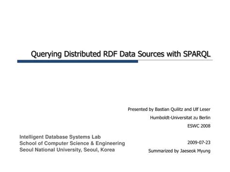 Ppt Querying Distributed Rdf Data Sources With Sparql Powerpoint Presentation Id4249782