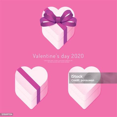 발렌타인 데이 2020 종이 심장 상자 개념 배경입니다 벡터 일러스트2020 년 사랑 개념 2020년에 대한 스톡 벡터 아트 및
