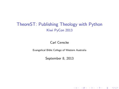 Carl Cerecke Publishing Theology With Python Speaker Deck