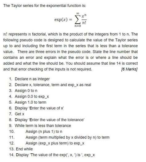 solved the taylor series for the exponential function is