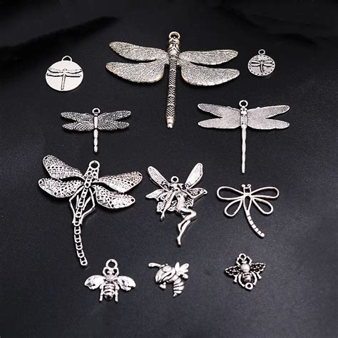 Pack Silber Berzogene Nette Insekt Libelle Bee Anh Nger DIY Charme Halskette Armband Schmuck