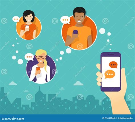 Chiacchierando Con Gli Amici Via Il Messaggero App Illustrazione