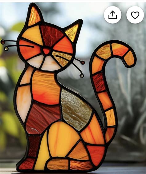 Pin By Brigitte On Stained Gl Cat In 2024 Stained Glass Crafts Cat