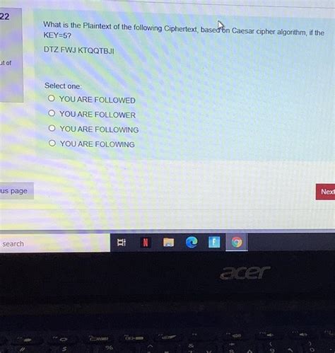 Solved What Is The Plaintext Of The Following Ciphertext Chegg