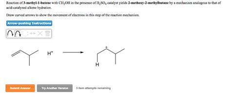 Solved Reaction Of 3 Methyl 1 Butene With Ch3oh In The