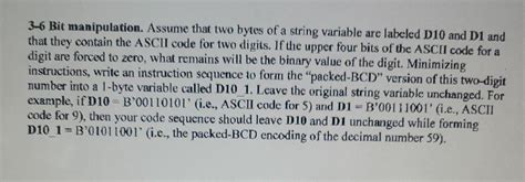 Solved 3 6 Bit Manipulation Assume That Two Bytes Of A